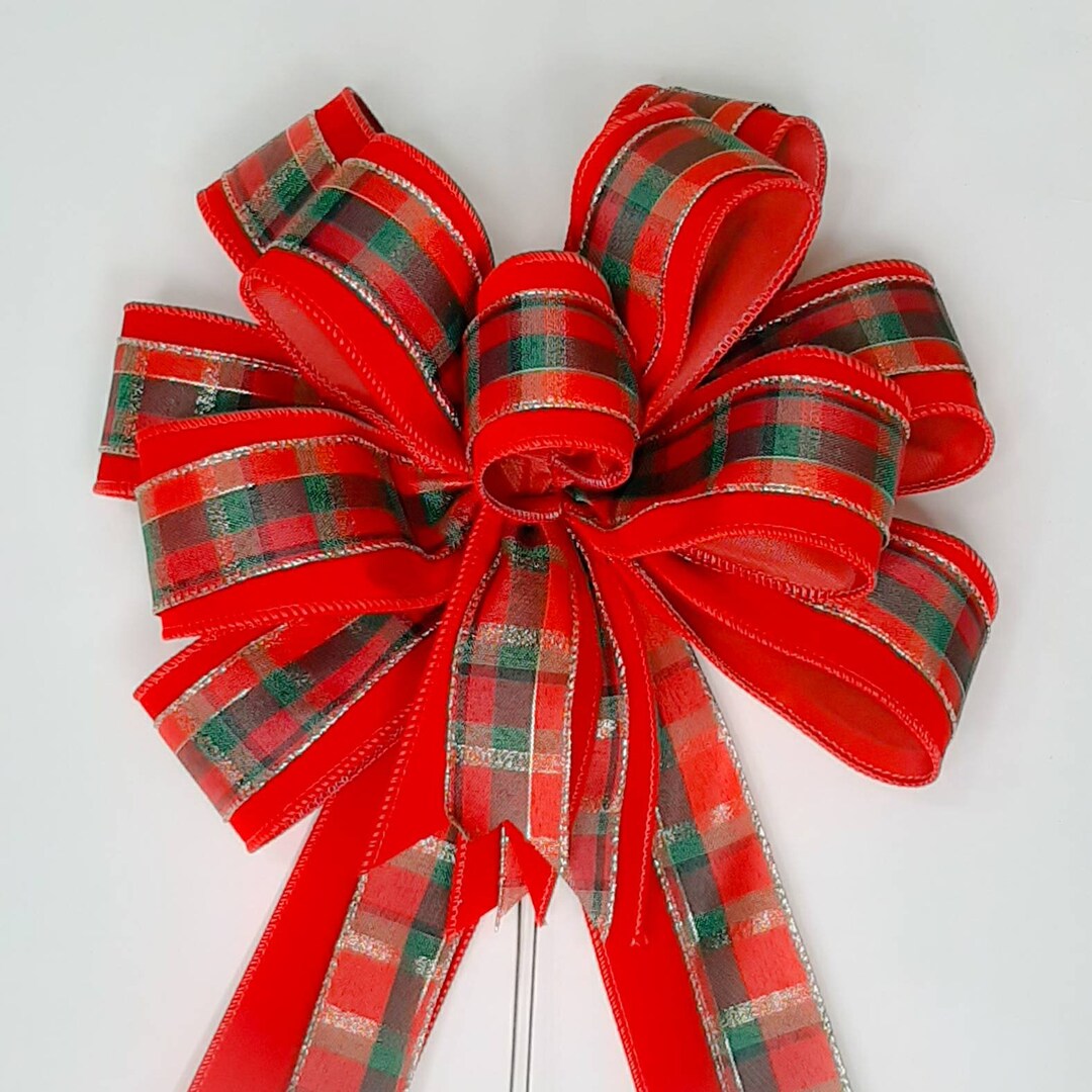 Red Velvet and Plaid, Outdoor Bow - Etsy