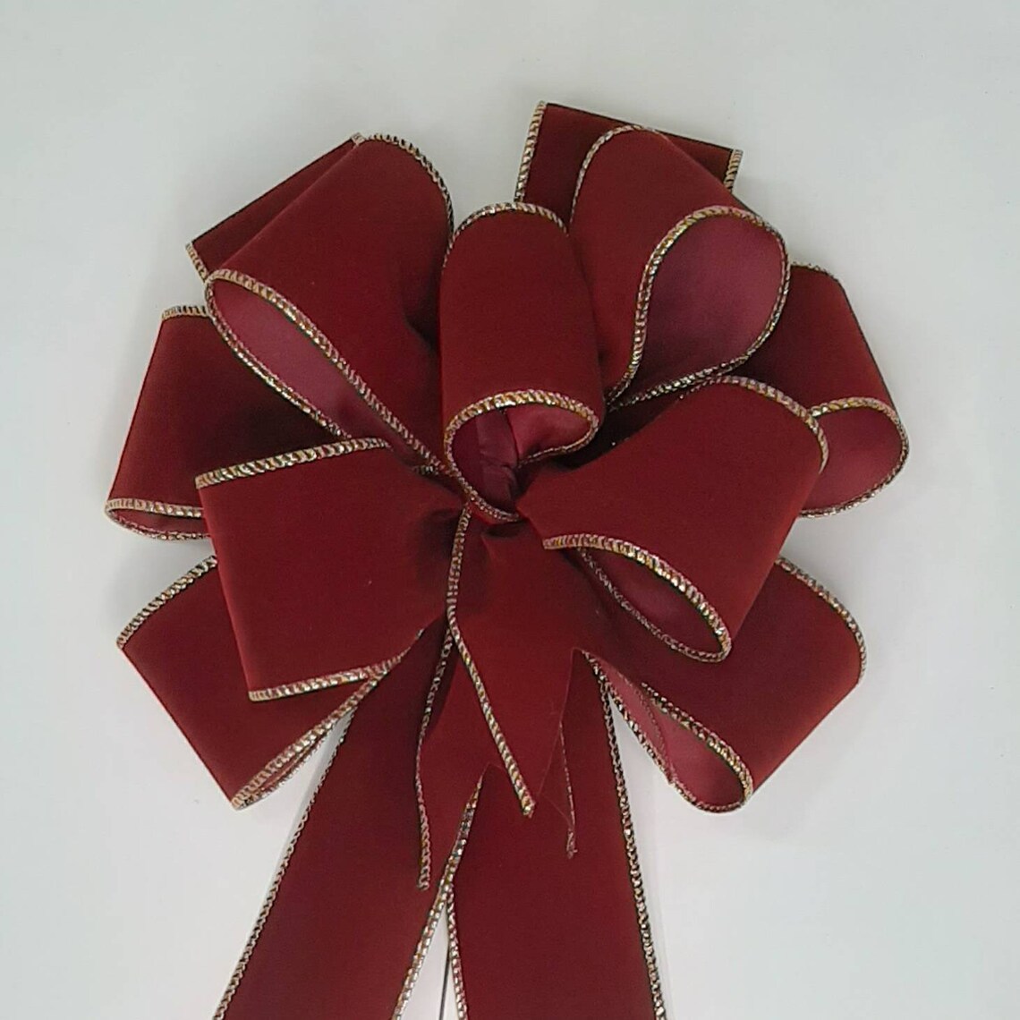 Burgundy Velvet Bow With Option Gold Edge - Etsy
