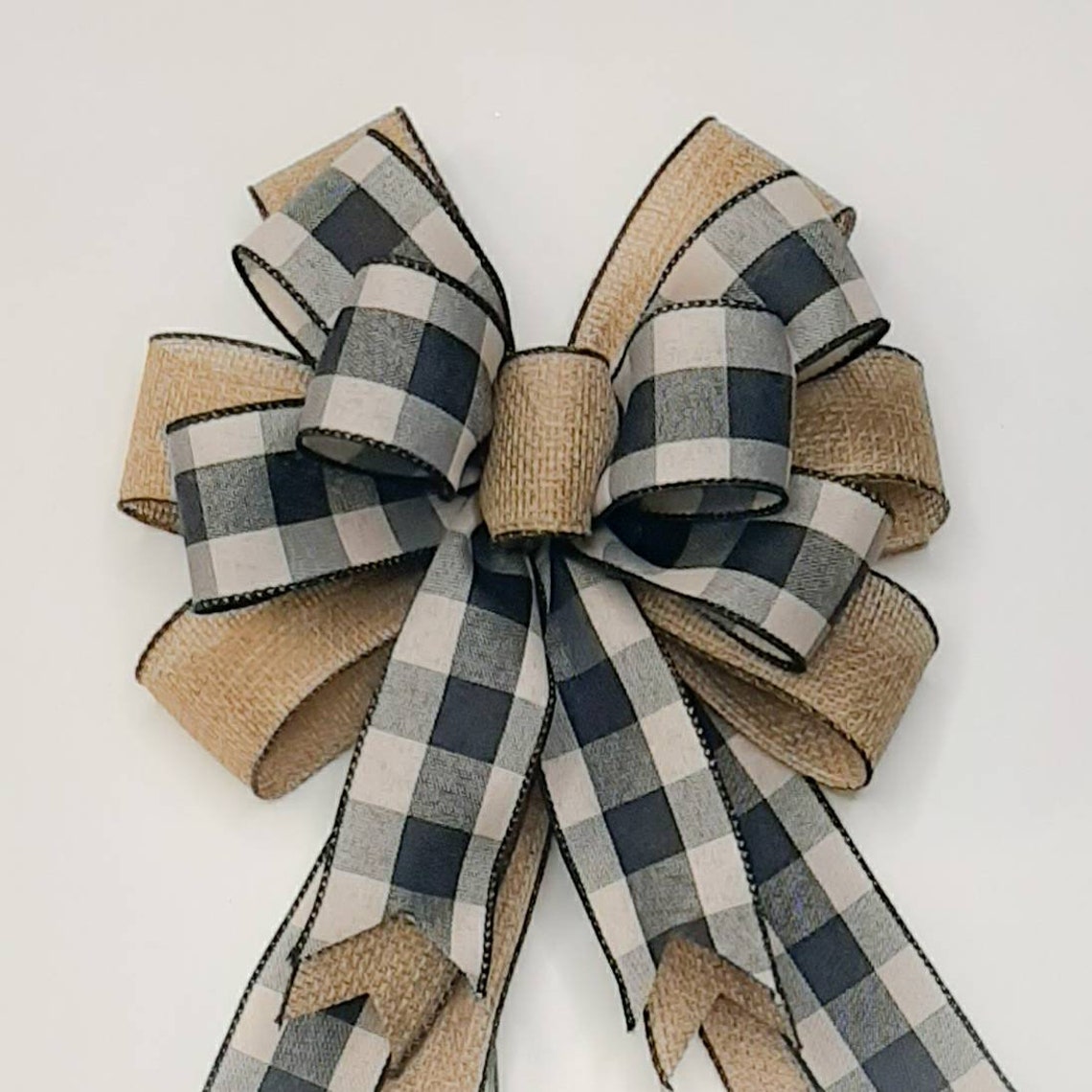 Buffalo Check Beige/black Bow 2 Styles Solid Check and Faux - Etsy