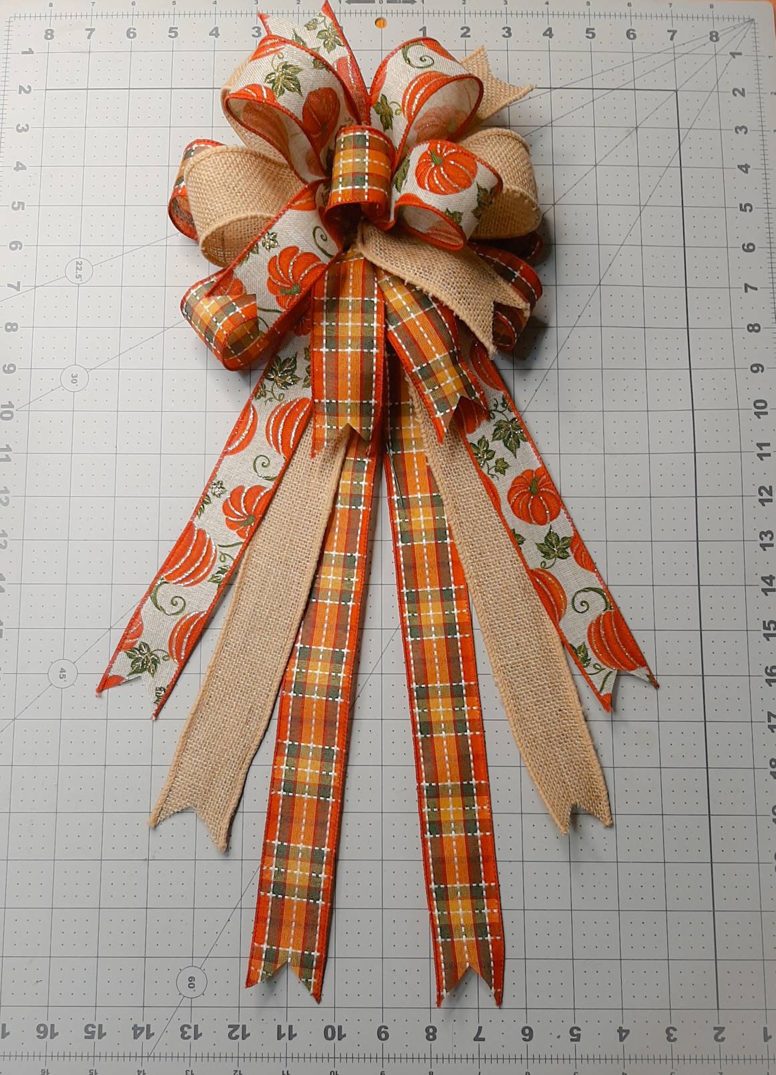 Fall Wreath Bow, Autumn Bow, Pumpkins and Fall Plaid - Etsy