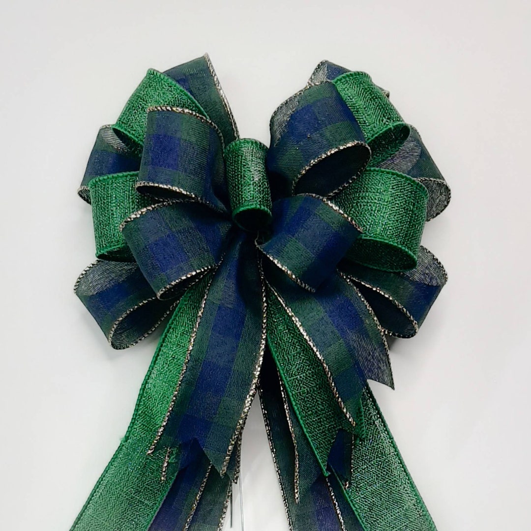 Green & Blue Plaid, Metallic Green Linen - Etsy