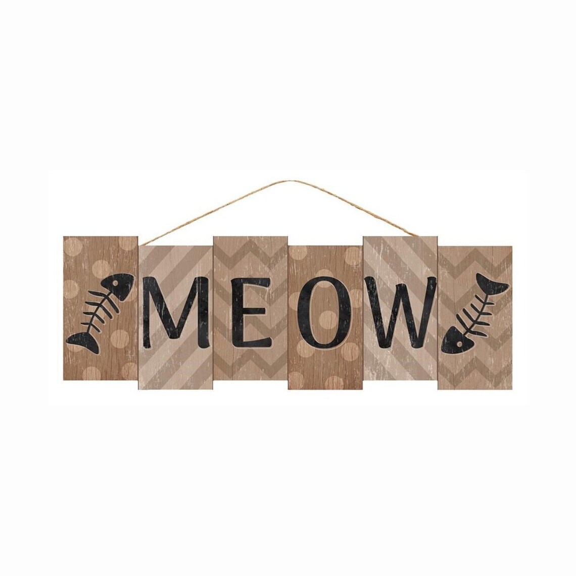Meow Block Sign With Fish Bones Cat Plaque Blk/brn/lt - Etsy