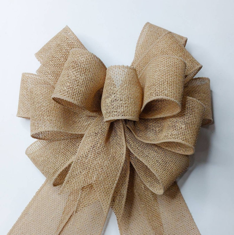 Burlap Bow Natural Wired Burlap Bow - Etsy