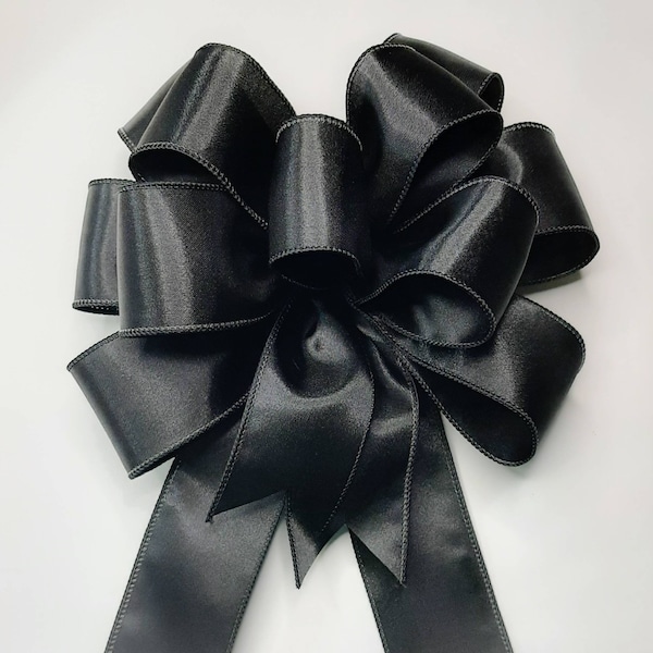 Black Satin Bow - Etsy