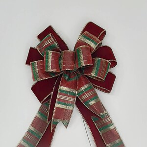 Christmas Bow Wreath Bow Burgundy Plaid Burgundy Velvet | Etsy