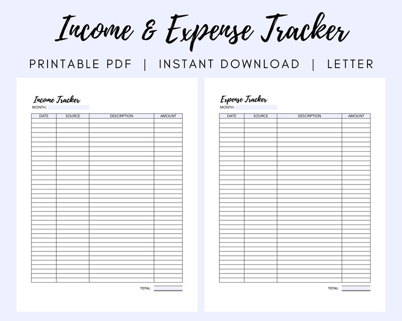 Income & Expense Tracker - Letter/a4/a5, Planner Printable PDF - Etsy
