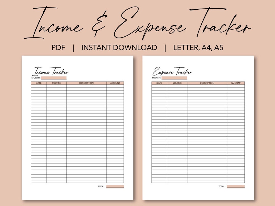 Printable Income & Expense Tracker | Budget Planner PDF | Small ...