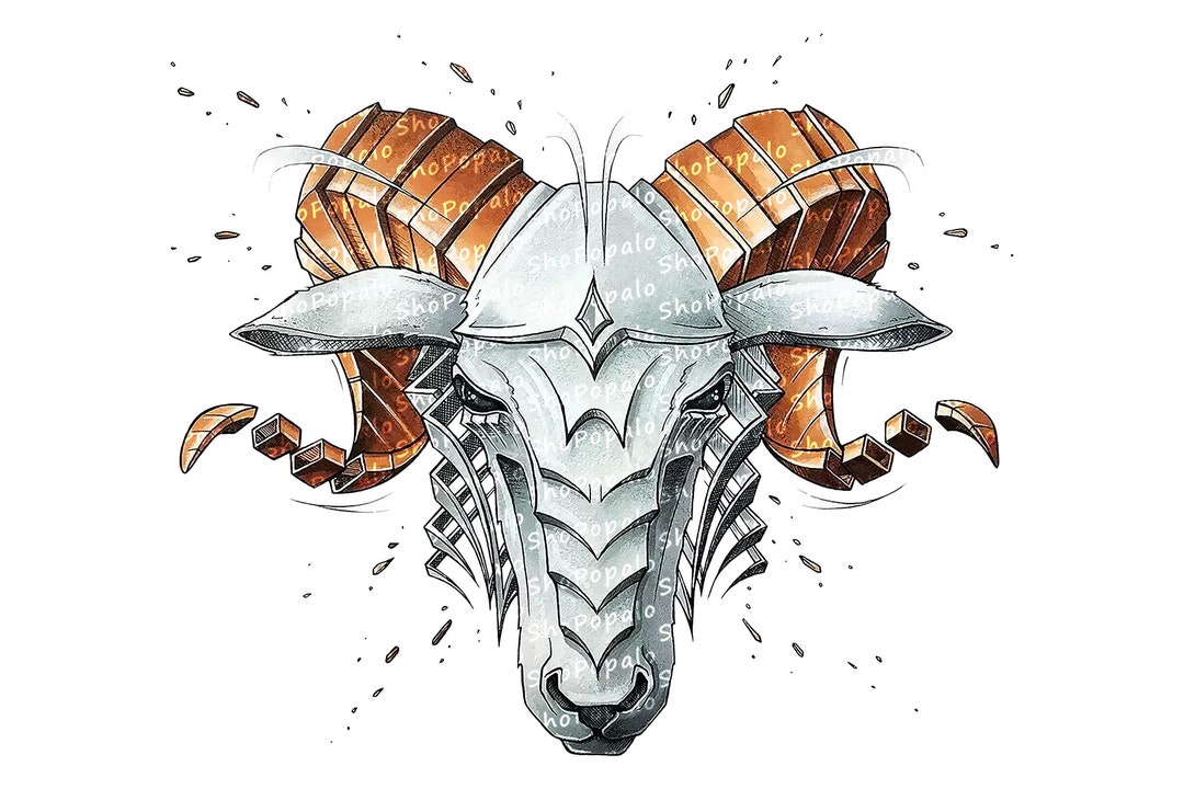 Widder Mouflon Aries Head PNG, Animal Art, Digital Download File ...