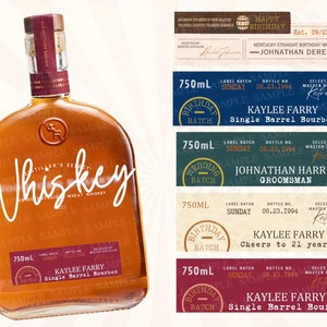 Custom Whiskey Label, Bourbon Whiskey Label, Bourbon Whiskey Birthday ...