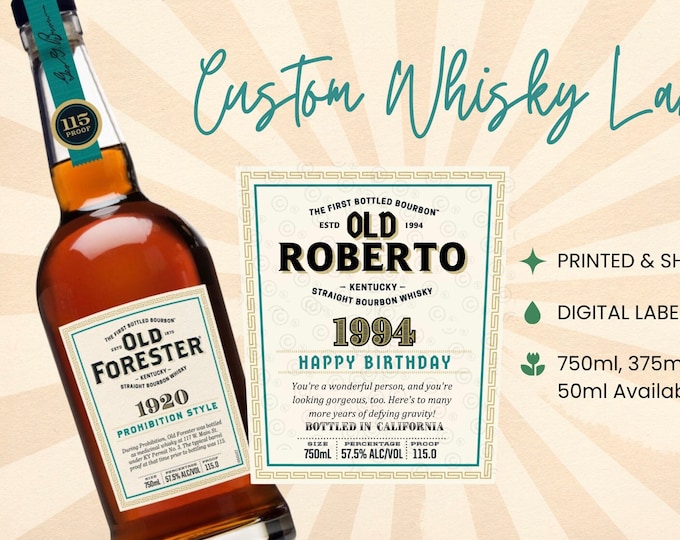 Custom Old Forester Label Bottle, Custom Whiskey Label, Bourbon Whiskey ...