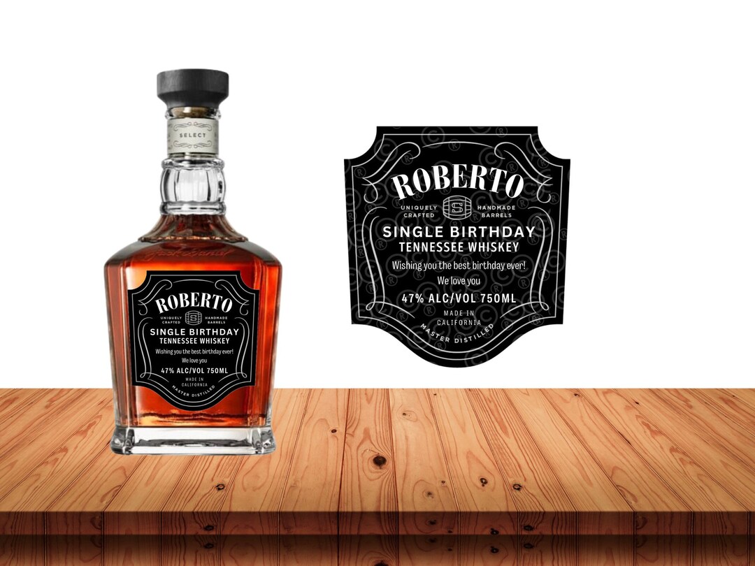 Custom Single Barrel Whiskey Label, Black Whiskey Label, Birthday ...