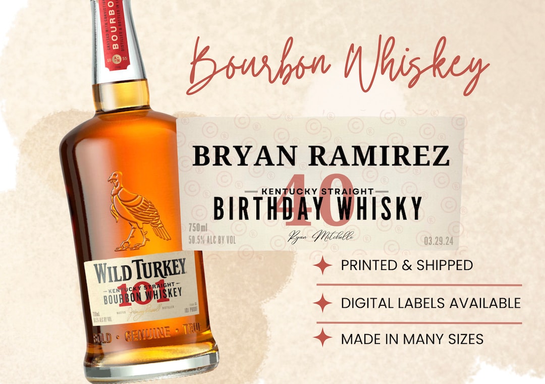 Custom Wild Turkey Kentucky Straight Bourbon Whiskey, Personalized ...