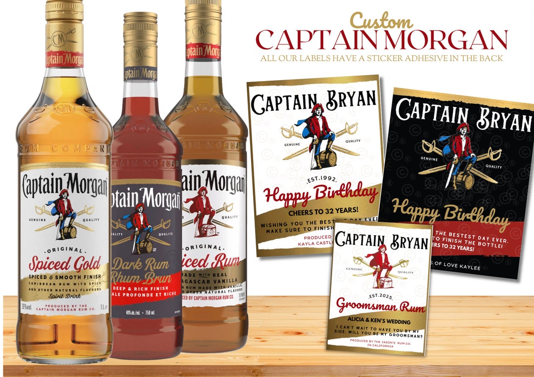 Custom Captain Morgan Label, Custom Rum Whiskey Label, Rum Custom Label ...