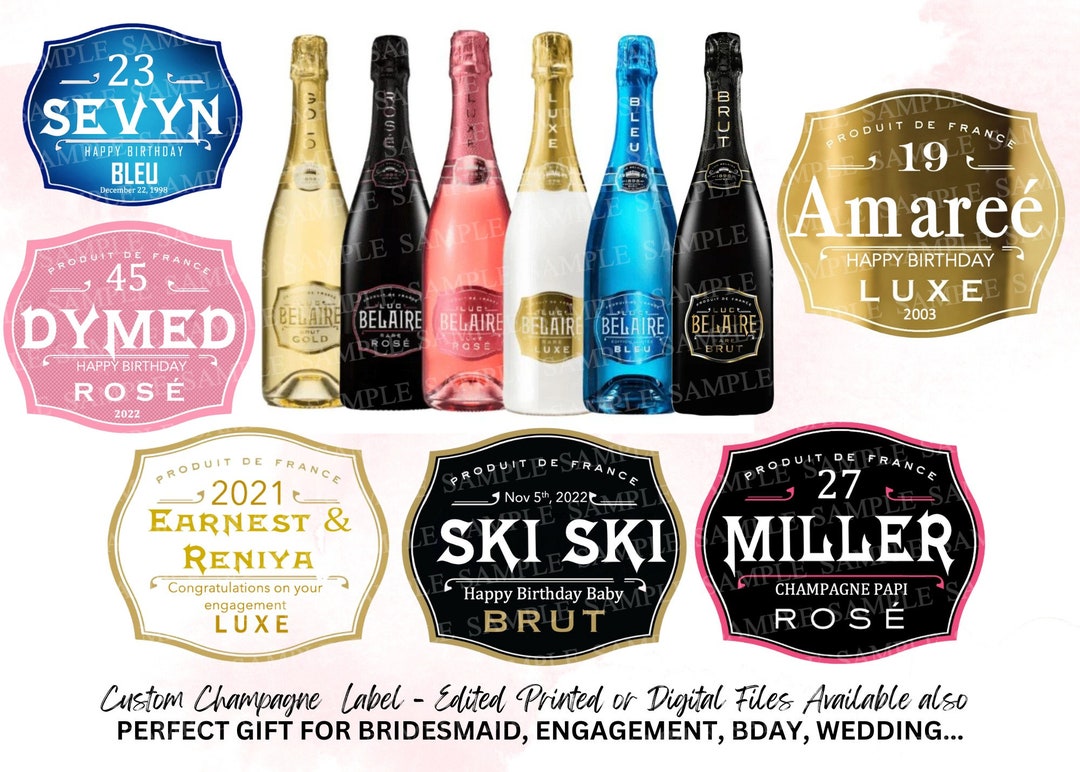 Custom Champagne Label, Personalized Champagne Liquor Label, Bridesmaid ...
