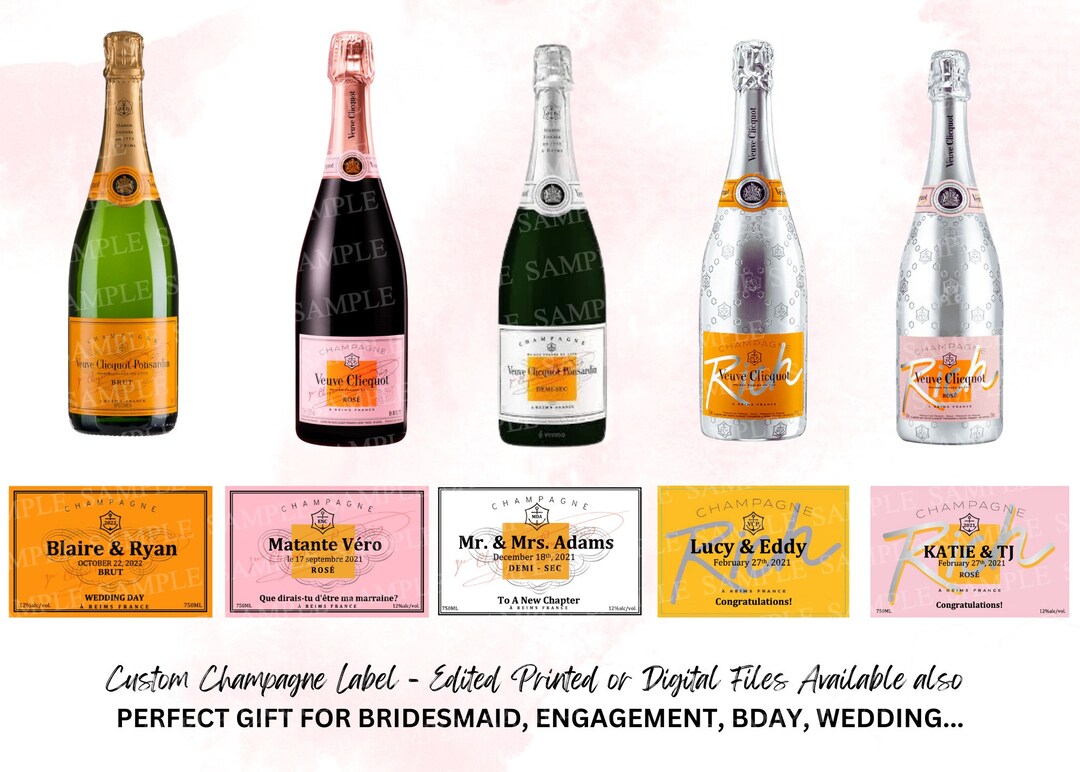 Custom Champagne Label, Personalized Champagne Liquor Label, Bridesmaid ...