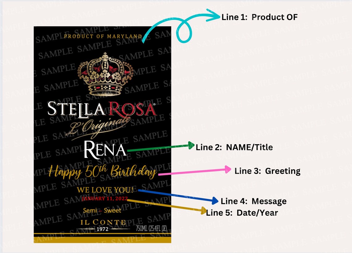 Custom Birthday Wine Label, Personalized Champagne Liquor Label ...