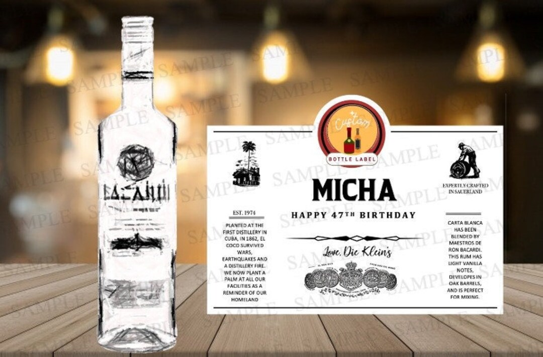 Custom Rum Label, Birthday Rum Label, Birthday Rum Gift, Father Rum ...