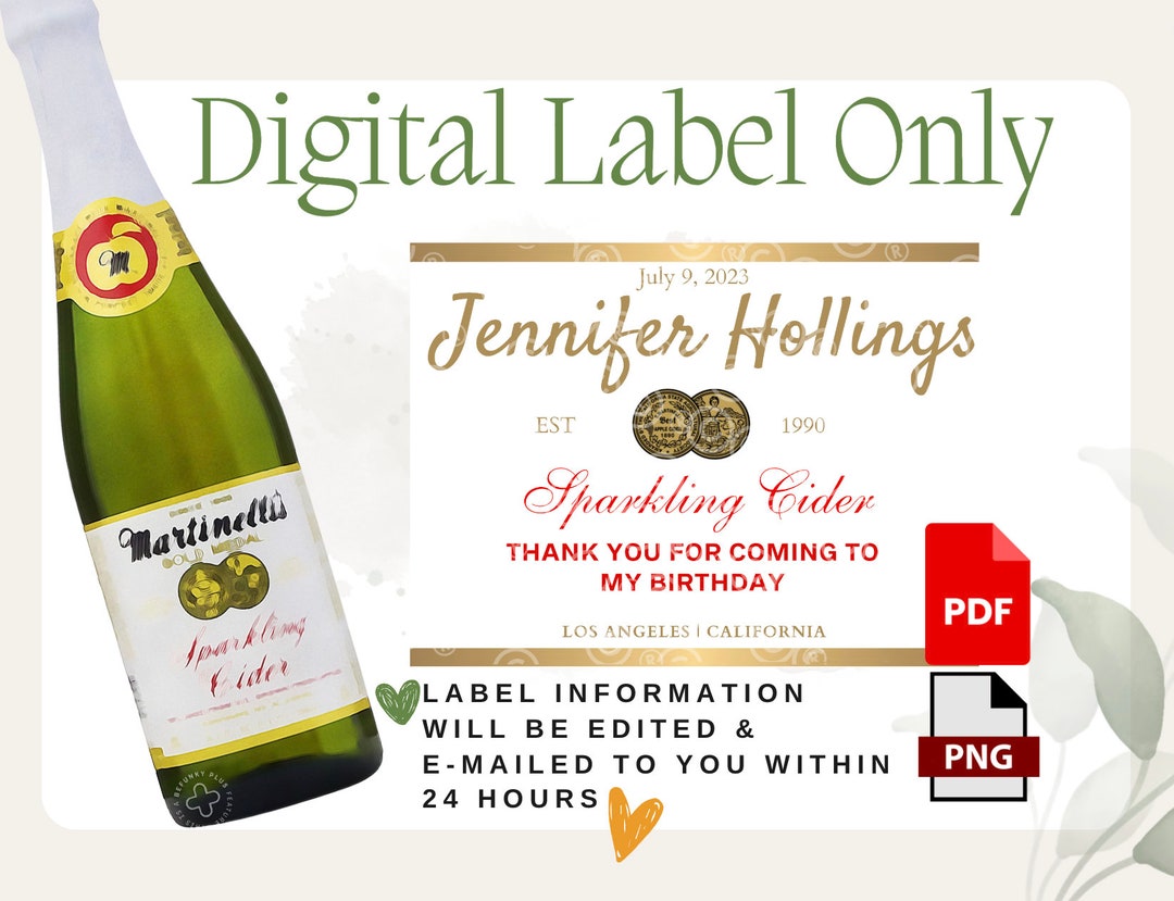 Custom Martinelli Cider Custom Label, Custom Sparkling Cider Sticker ...