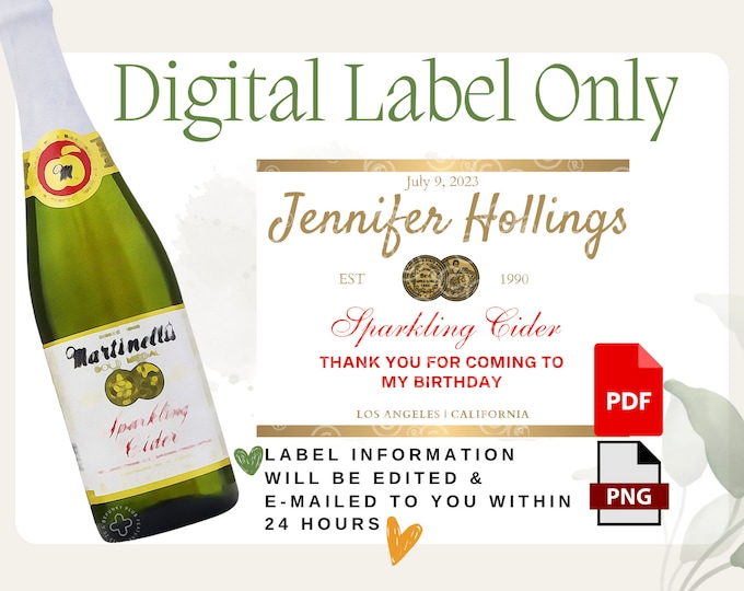 Custom Martinelli Cider Custom Label, Custom Sparkling Cider Sticker ...