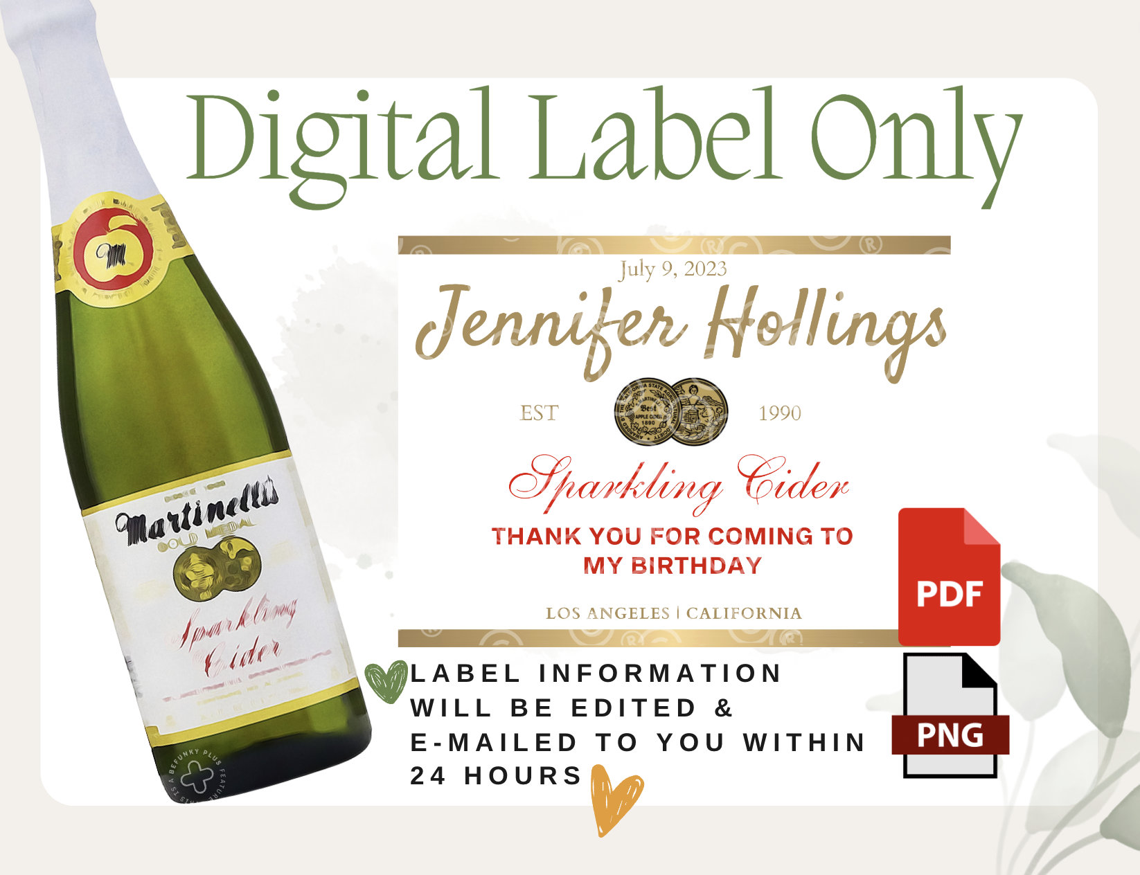 Custom Martinelli Cider Custom Label, Custom Sparkling Cider Sticker ...