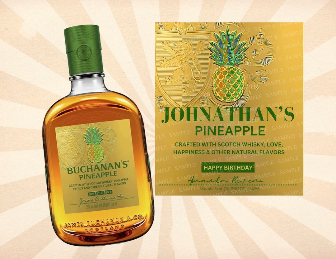 Buchanan Pineapple Custom Whiskey, Birthday Whiskey Gift, Father ...