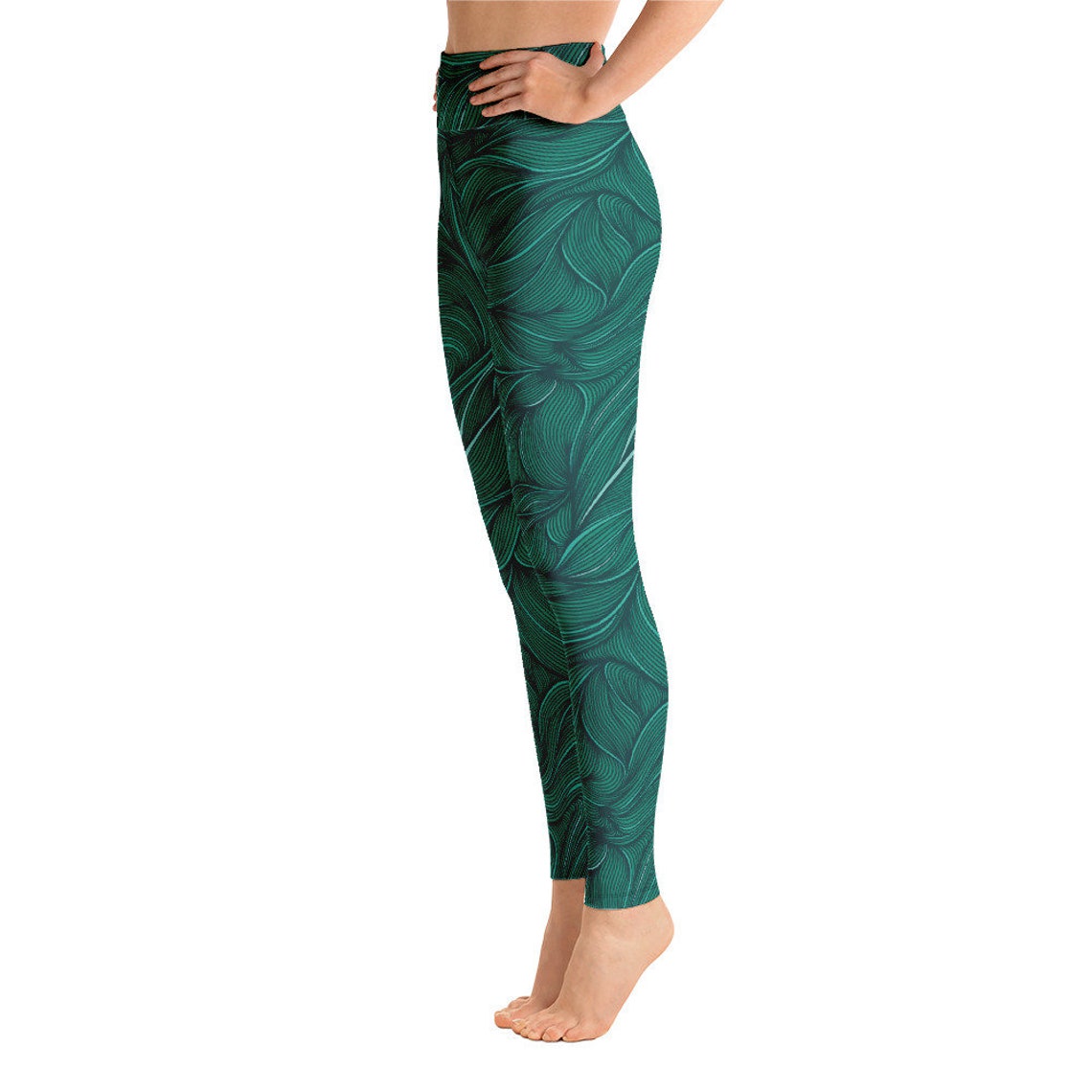 Rainforest Green High Waisted Yoga Leggings // Gym Leggings // Yoga ...