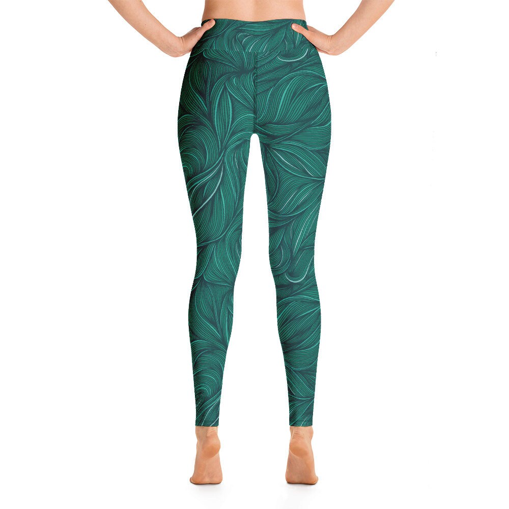 Rainforest Green High Waisted Yoga Leggings // Gym Leggings // Yoga ...
