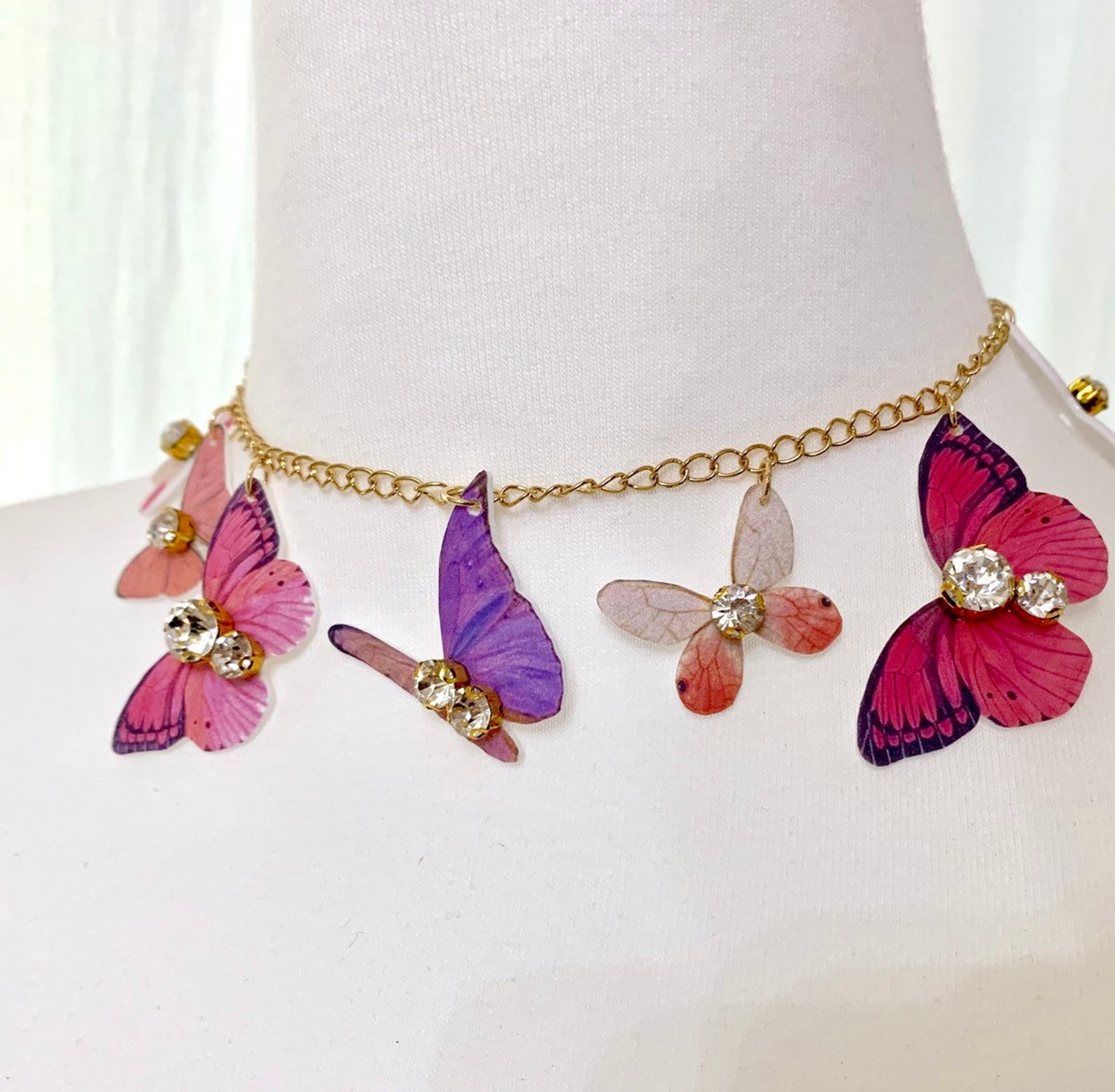 Pink Butterfly Choker 90s and Y2k Style Fashion Choker - Etsy