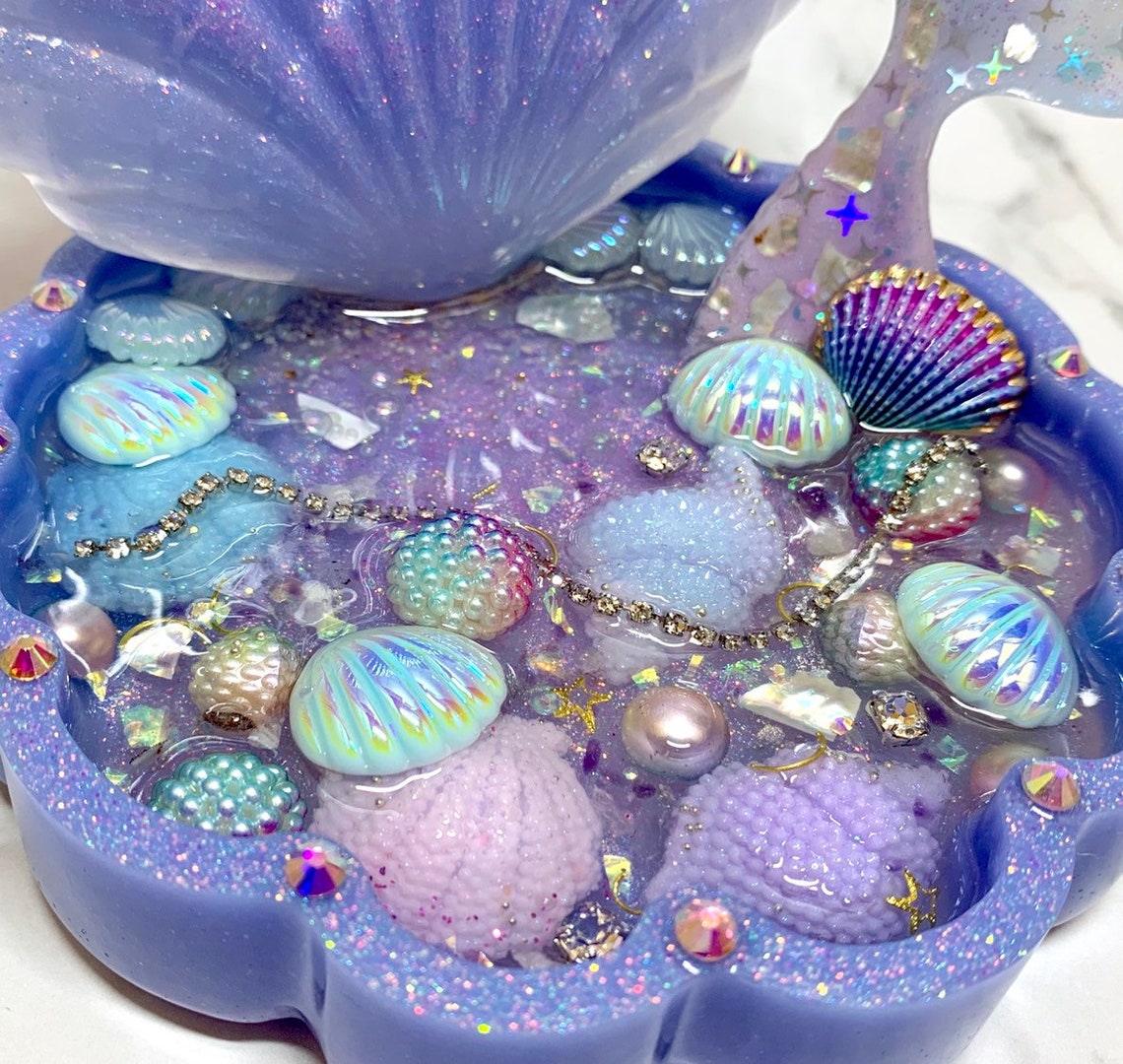 Mermaid Grotto Resin Trinket Dish/tray Made With Real Shells | Etsy