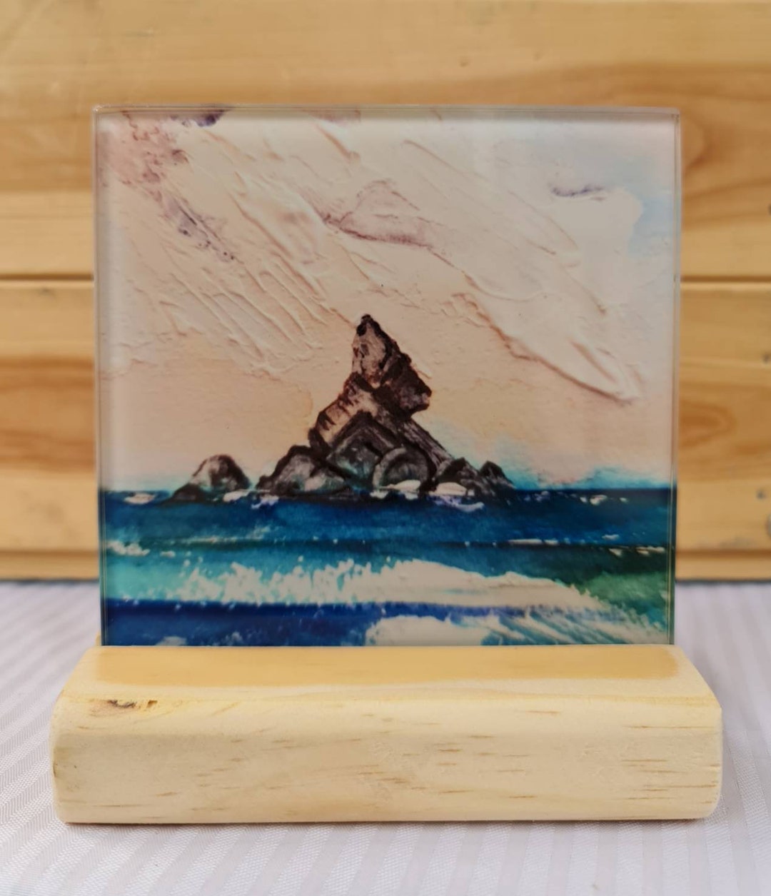 Glass Tea Light Holder. Chapel Rock Board Haven South Pembrokeshire. 4 ...