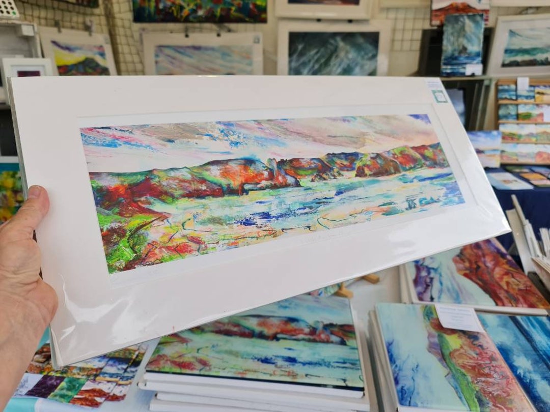 Oxwich Bay Gower Print 150mm X 500mm. Stunning Bright Vibrant Picture ...