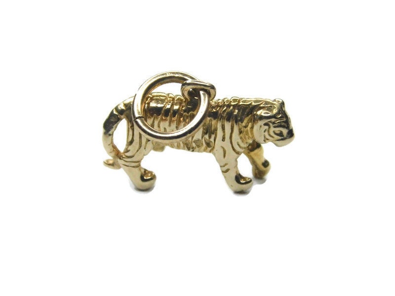 Tiger Charm Pendant Yellow Gold - Etsy