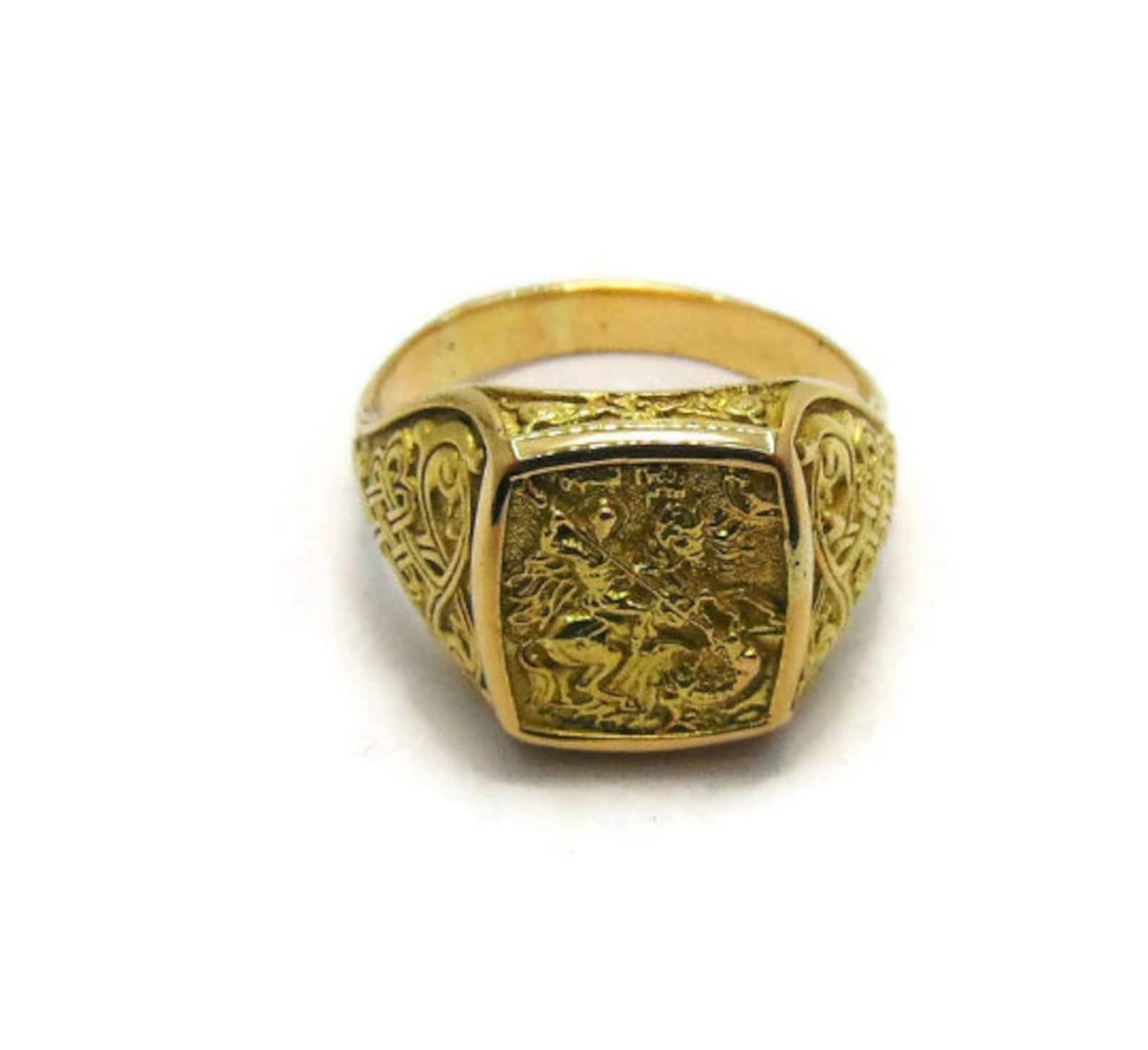 Signet Men Ring Orthodox Christian Religious St. George Yellow - Etsy