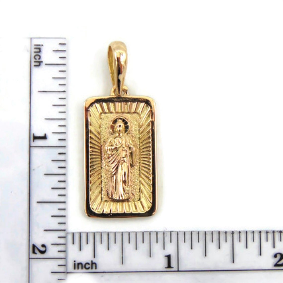 San Judas Tadeo / St. Jude Rectangular Shape Pendant Yellow Gold - Etsy