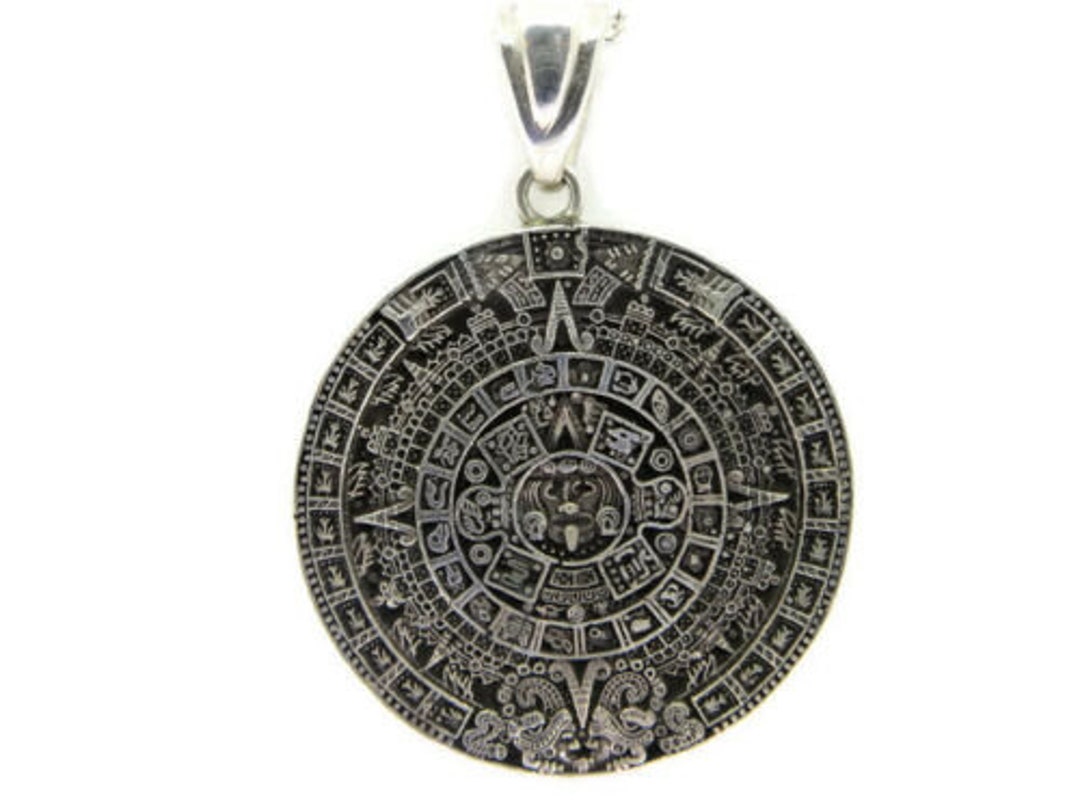 Aztec Calendar Pendant .925 Sterling Silver!! - Etsy