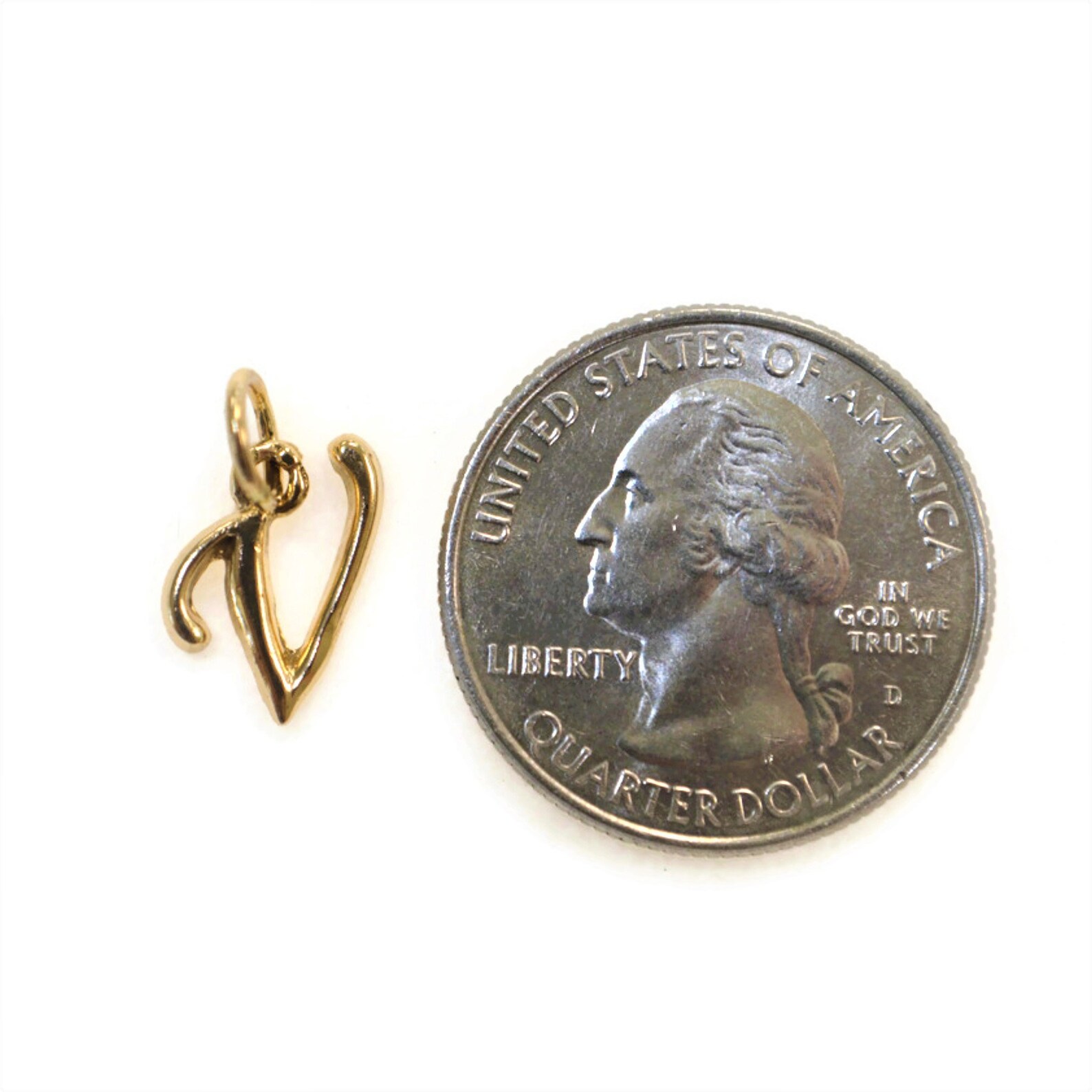 Initial Letter V Charm Pendant Yellow Gold!! - Etsy