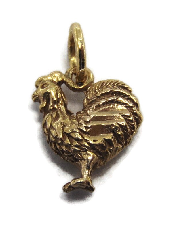 New Rooster Charm Pendant Yellow Gold. - Etsy