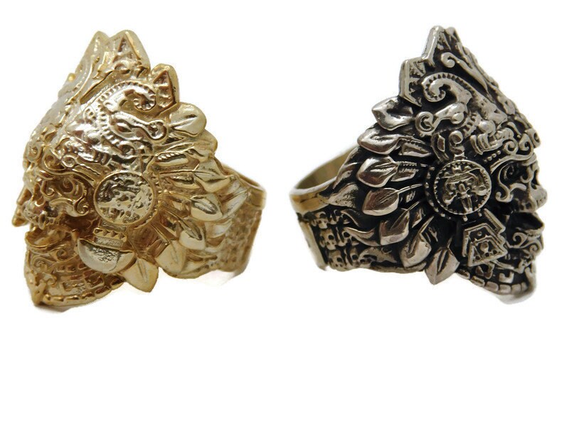 Aztec Skull Ring Yellow Gold NEW | Etsy