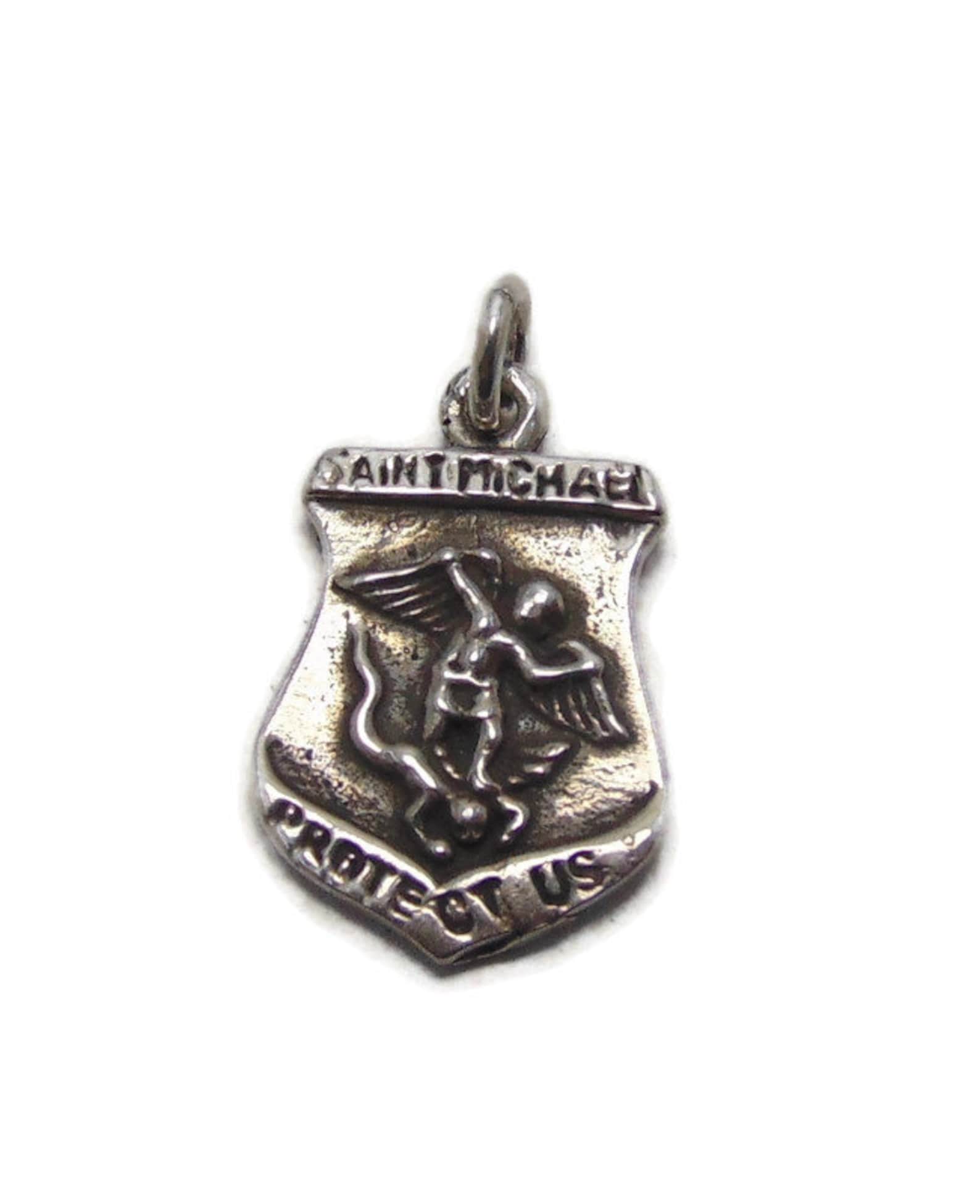 St. Michael Protect Us All Shield .925 Sterling Silver. - Etsy