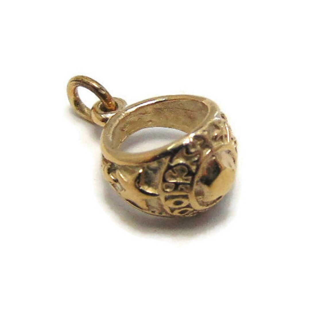 Graduation Ring Charm Pendant Yellow Gold!! - Etsy