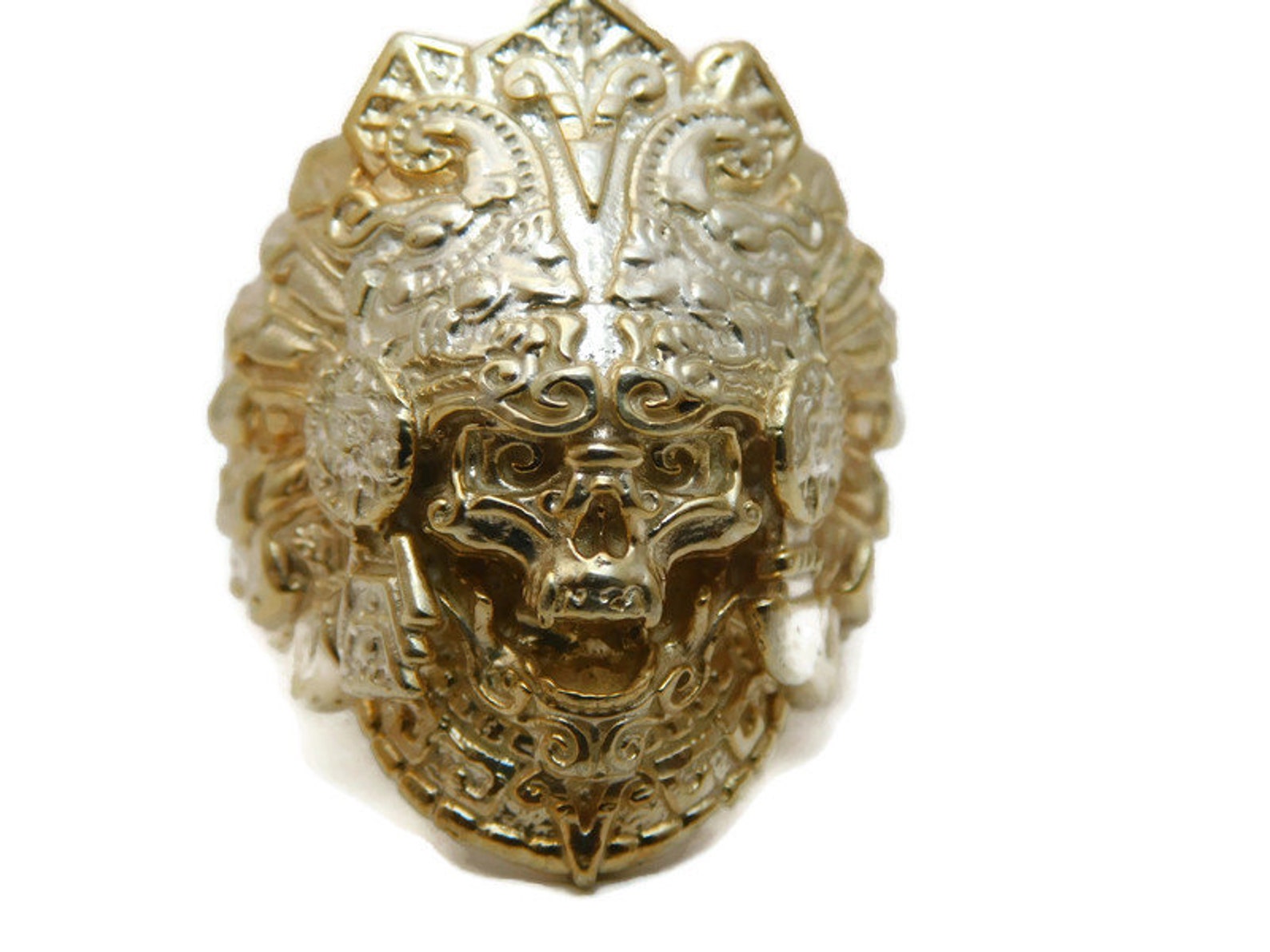 Aztec Skull Ring Yellow Gold NEW | Etsy