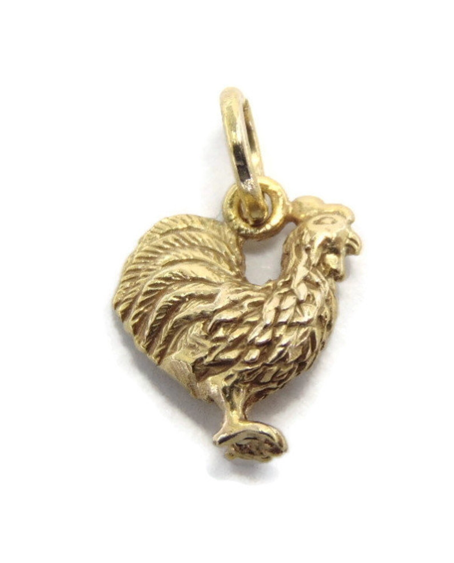 New Rooster Charm Pendant Yellow Gold. - Etsy