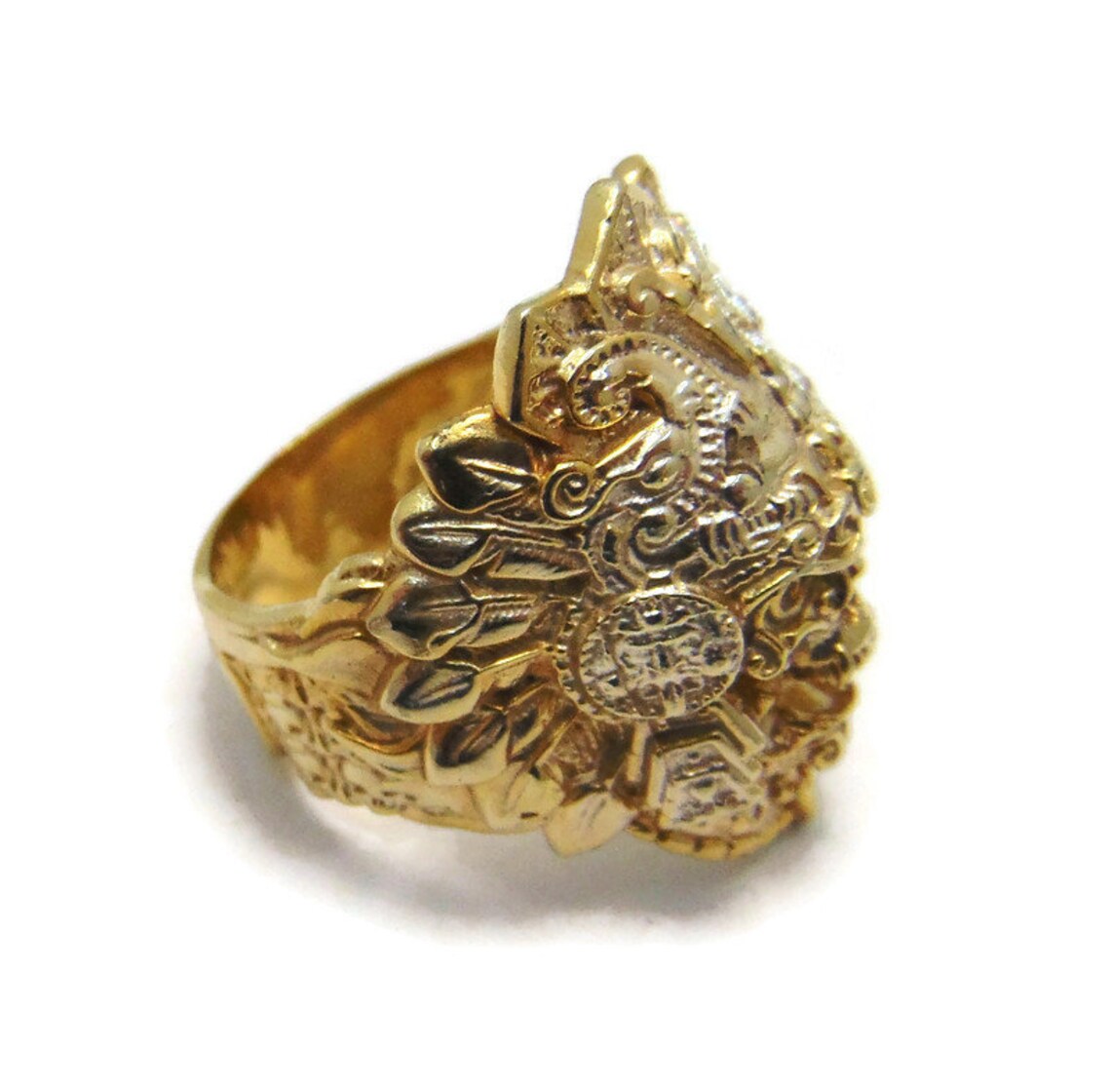 Aztec Skull Ring Yellow Gold NEW | Etsy