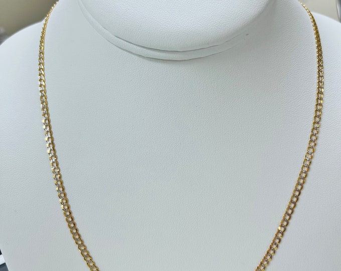 Flat Beveled Curb Cuban Link Chain 10K Solid Yellow Gold 3.2mm 22" - Etsy