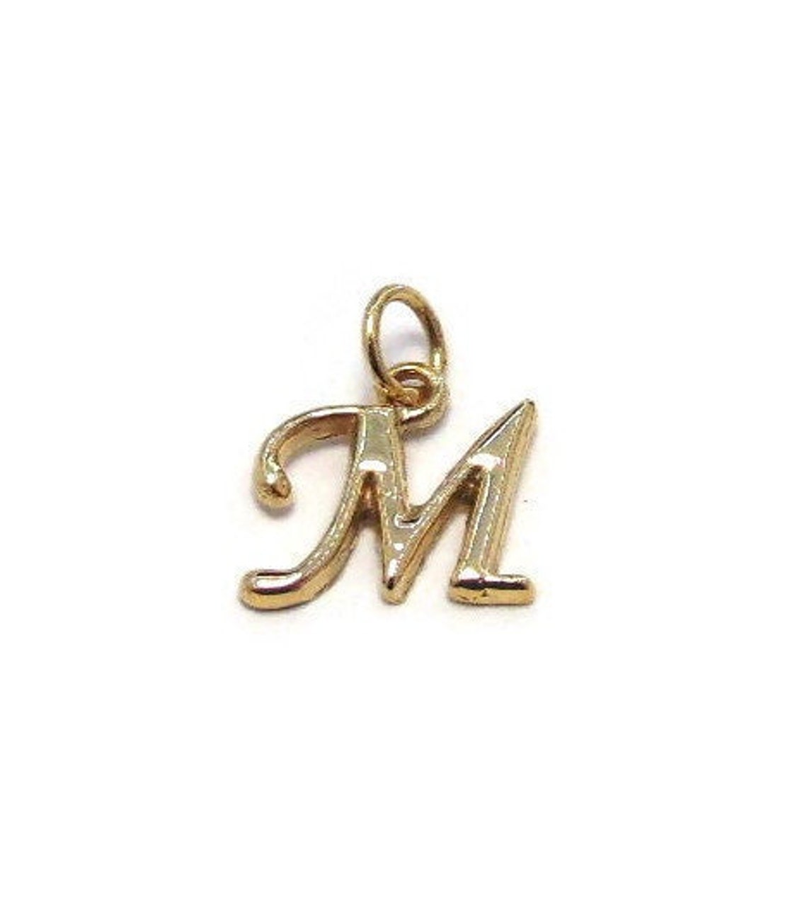 Initial Letter M Charm Pendant Yellow Gold - Etsy