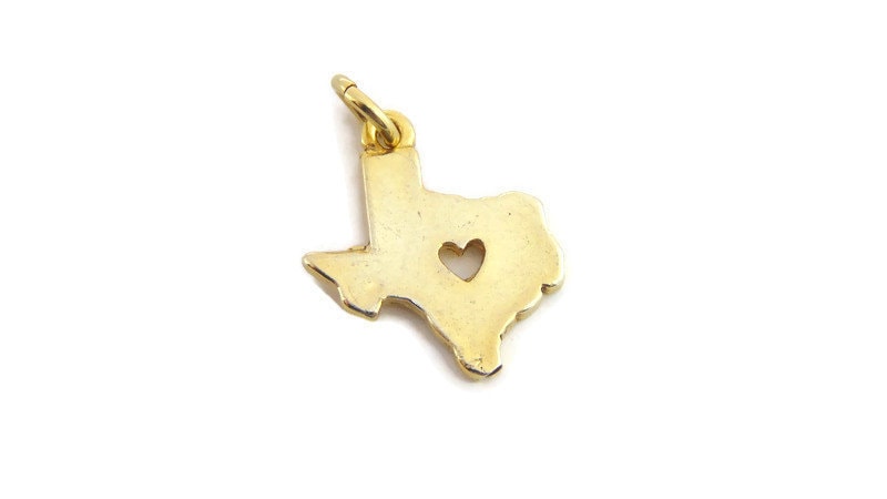 Texas State Map Charm Pendant Yellow Gold - Etsy