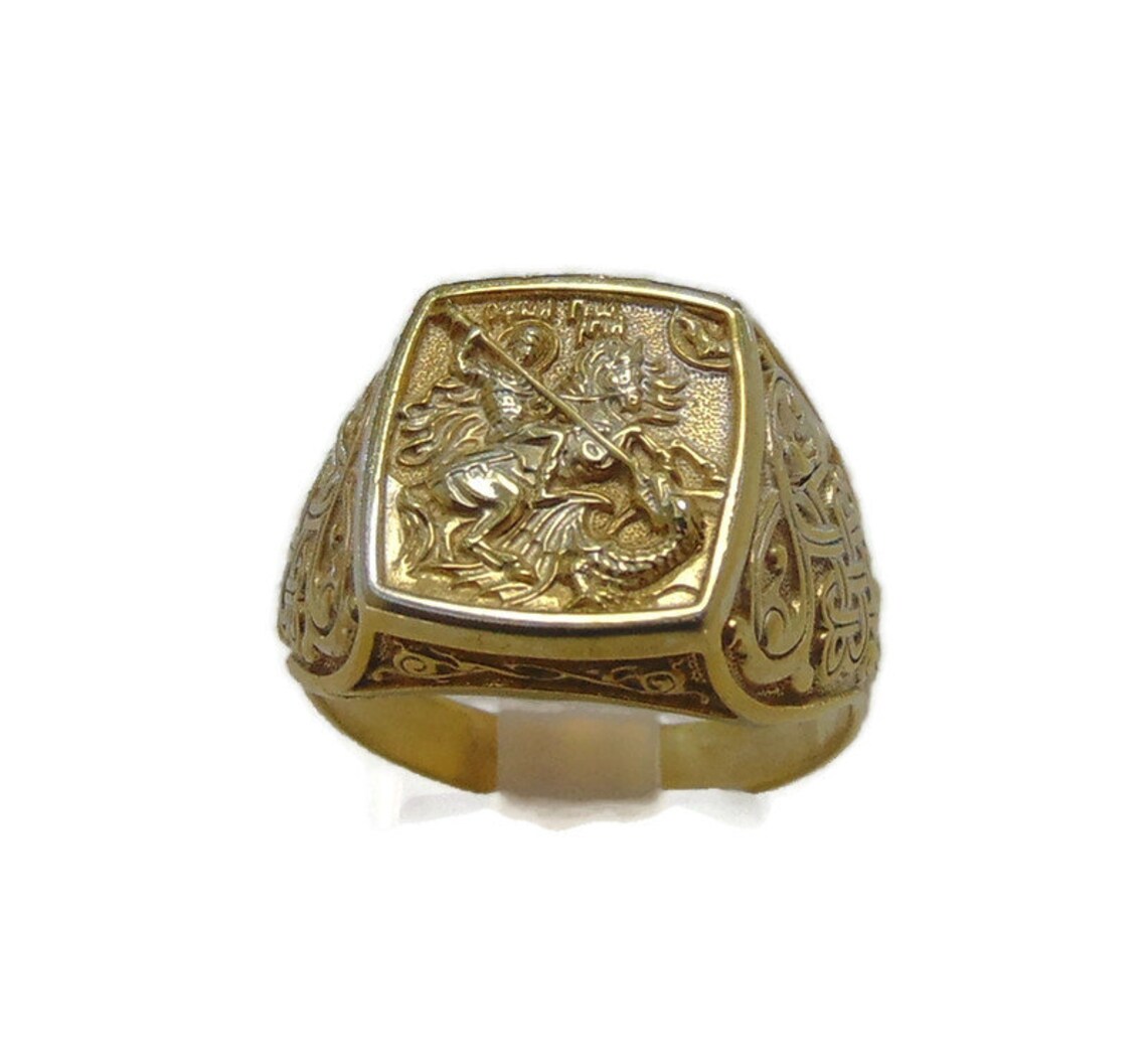Signet Men Ring Orthodox Christian Religious St. George Yellow - Etsy