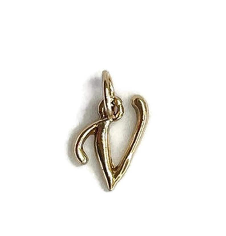 Initial Letter V Charm Pendant Yellow Gold!! - Etsy
