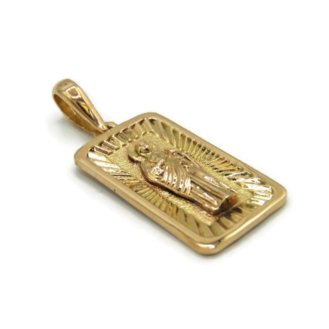 San Judas Tadeo / St. Jude Rectangular Shape Pendant Yellow Gold - Etsy
