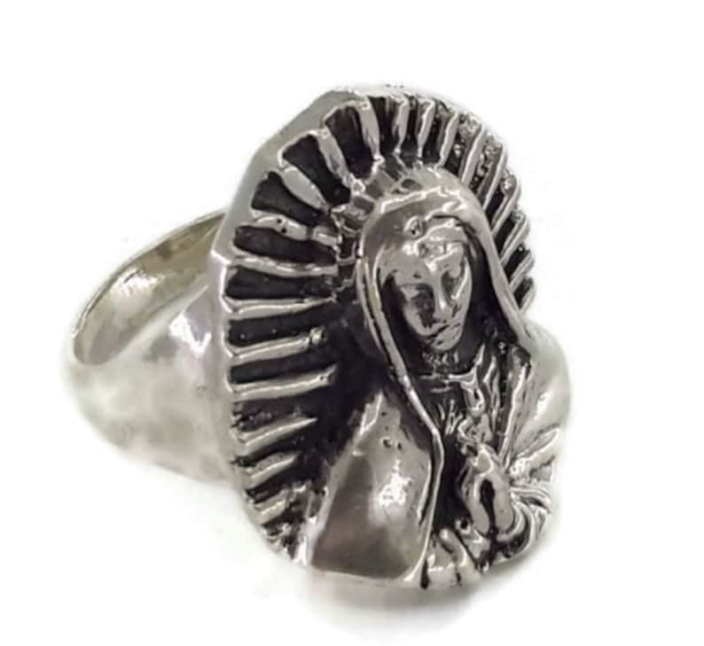 Virgin Mary Virgen de Guadalupe .925 Sterling Silver Ring | Etsy